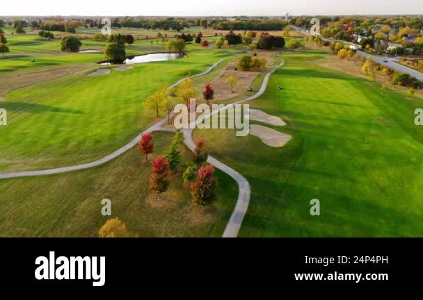 Aerial View of Scenic Golf Course in Autumn. Expansive golf course with ...