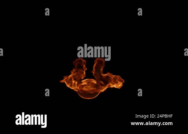 3d rendering of letter on fire simulation with alpha channel ...