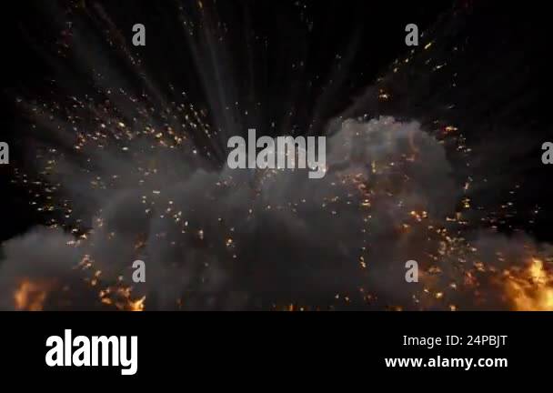 3d rendering of fire explosion simulation with alpha channel ...