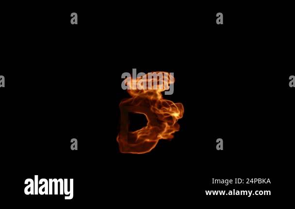 3d rendering of letter on fire simulation with alpha channel ...