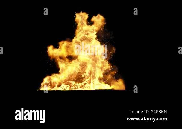 3d rendering of fire explosion simulation with alpha channel ...