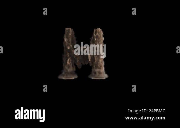 3d rendering of letter disintegrates into dust simulation with alpha ...