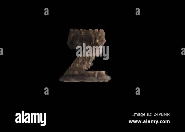 3d rendering of letter disintegrates into dust simulation with alpha ...