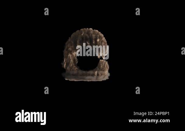 3d rendering of letter disintegrates into dust simulation with alpha ...
