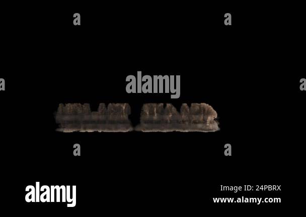 3d rendering of The end text disintegrates into dust simulation with ...