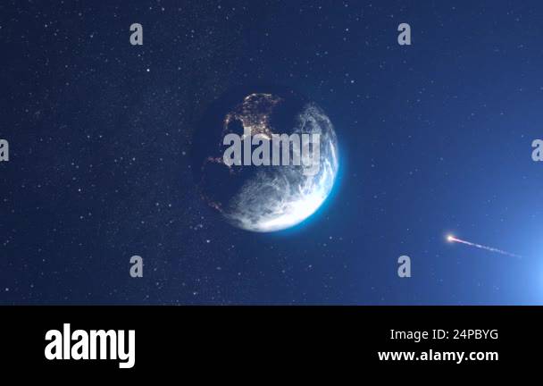 Meteor flying toward planet earth, outer space view Stock Video Footage ...