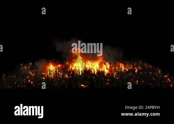 3d rendering of fire simulation with alpha channel (transparent ...