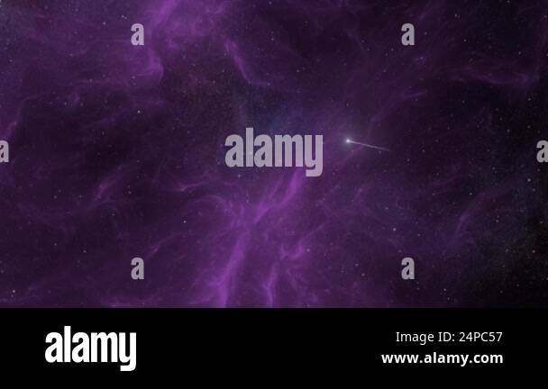 Meteor flying in space with beautiful purple pink gas nebula Stock ...