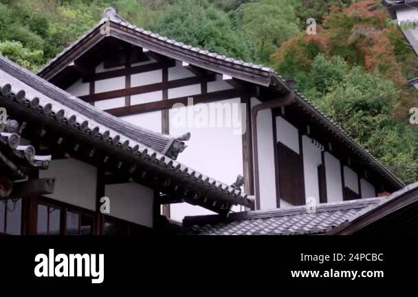 Japanese House Surrounded by Forest in Kyoto, Featuring Wooden Details ...