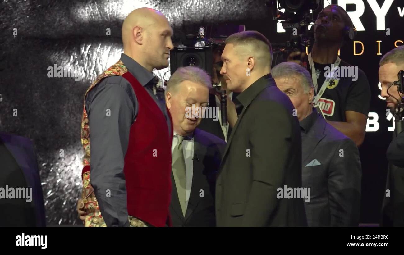 Archive footage of Tyson Fury as he announces his retirement Stock ...