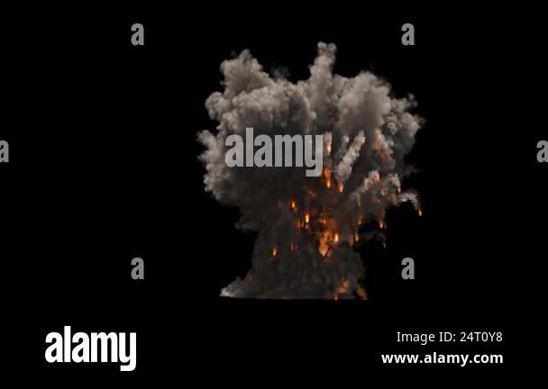Big Explosion with debris on fire flying high - 60 fps, 4K Pro Res with ...