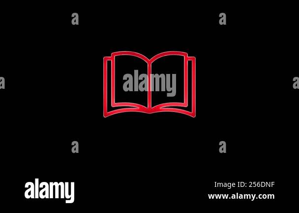 glowing neon open book icon animation. dictionary or text book icon ...