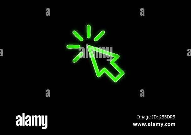 Neon click icon glowing black background animation Stock Video Footage ...