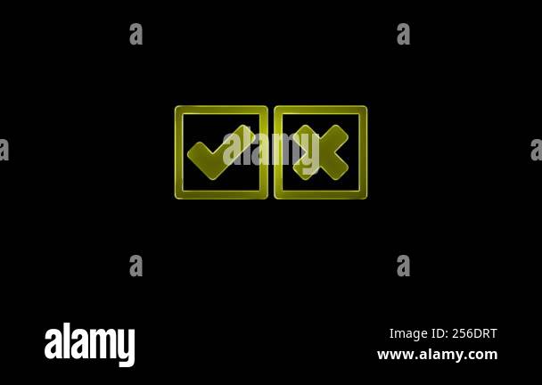 neon right and wrong icon animation with black background. Glowing Neon ...