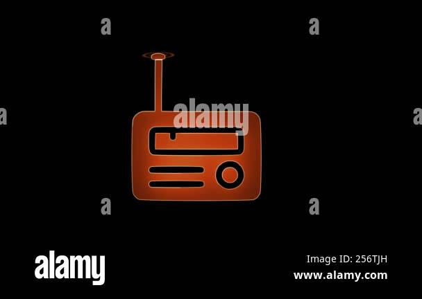 orange line antenna icon isolated on black background. radio antenna ...