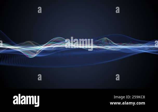 Fantastic video animation with particle wave object in slow motion and space for text, 4096x2304 ...