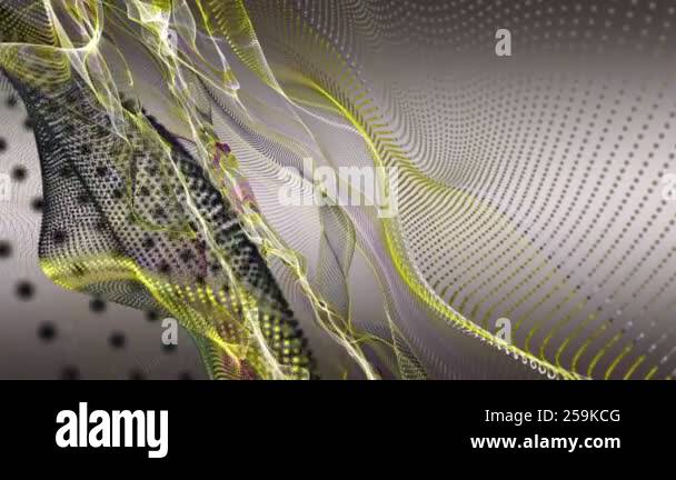 Fantastic video animation with particle wave object in slow motion, 4096x2304 loop 4K Stock ...