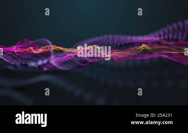 Fantastic video animation with particle wave object in slow motion, 4096x2304 loop 4K Stock ...