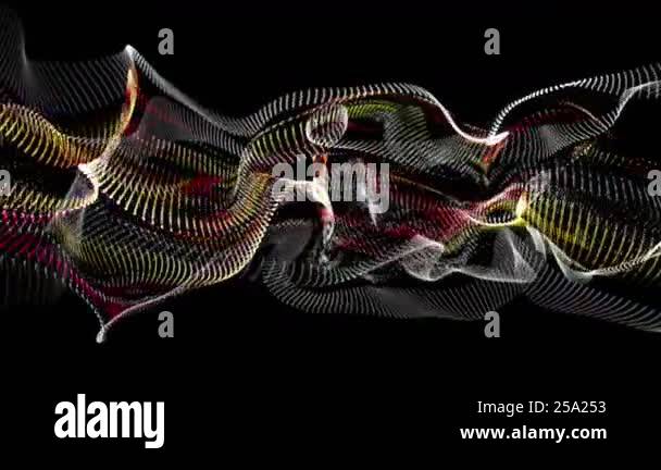 Futuristic video animation with particle wave object in slow motion, 4096x2304 loop 4K Stock ...