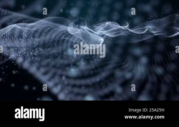 Futuristic video animation with particle wave object in slow motion, 4096x2304 loop 4K Stock ...