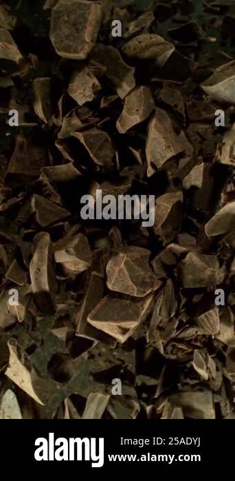Super Slow Motion Shot of Raw Chocolate Chunks after Being Exploded ...