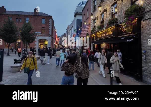DUBLIN, IRELAND - OCTOBER 12, 2024 - Dublin Temple Bar district - A ...