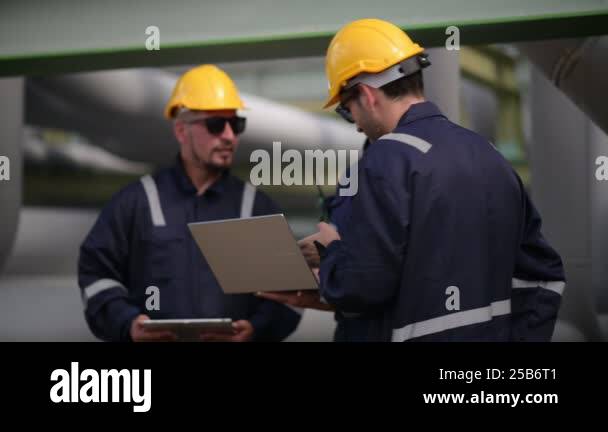Refinery industry, engineer working in industrial production, oil and ...