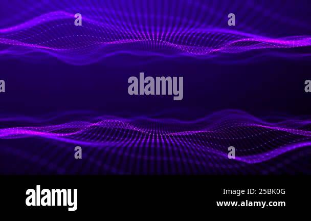 Abstract purple digital waves with light reflections on dark background ...