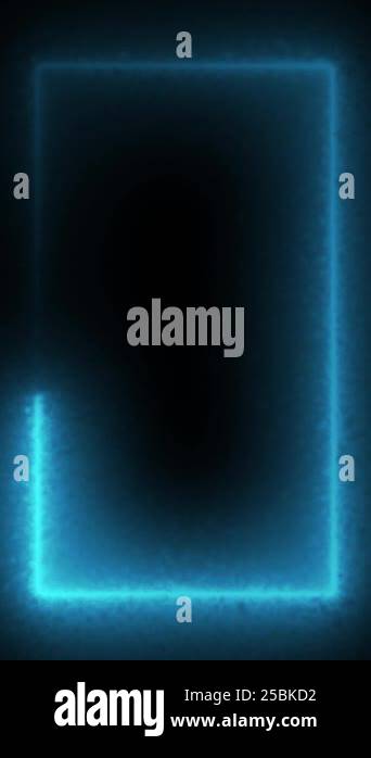 blue neon frame overlay reactangle glowing seamless loop vertical. High ...