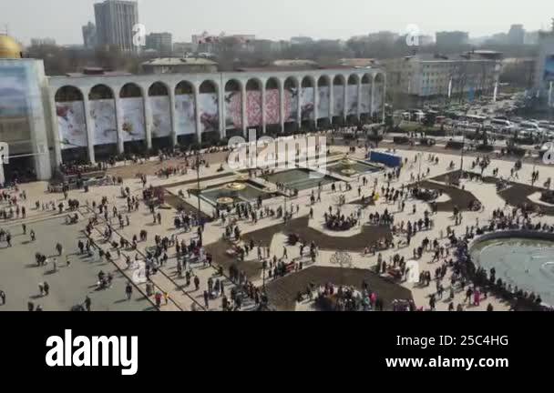 Ala-Too main square before reconstruction, Bishkek, Kyrgyzstan. March ...