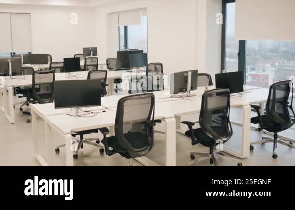 A sleek, organized modern office environment that features efficient ...