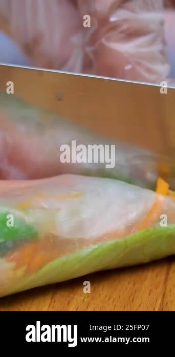 spring rolls making process. Vietnamese summer spring roll making ...