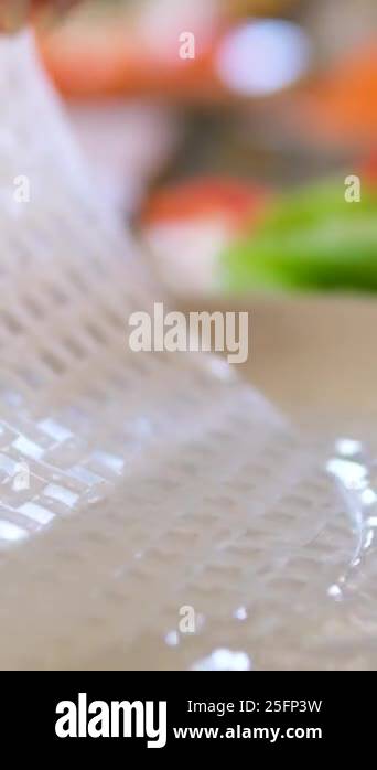 spring rolls making process. Vietnamese summer spring roll making ...
