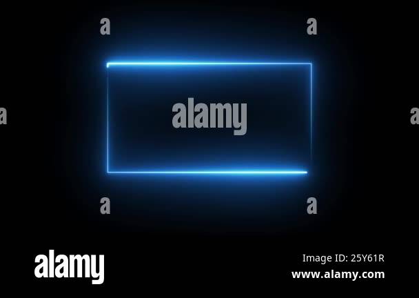 Neon Blue effect rectangle frame Loop Abstract glowing neon light ...