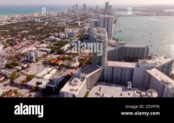 Miami Beach stock video 2025. Aerial drone footage of highrise ...