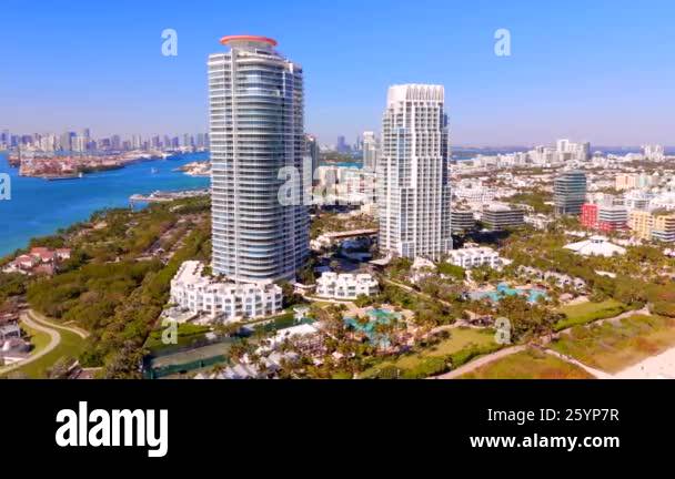 Drone flying over Miami Beach Florida 4k. 2025 stock video Miami Beach ...