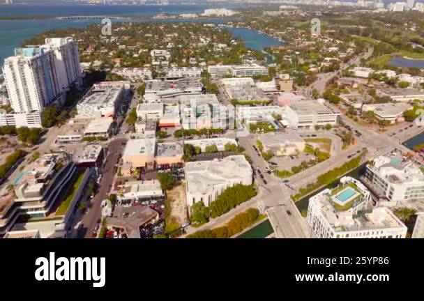 Businesses in Miami Florida by Sunset Islands. Aerial drone video ...
