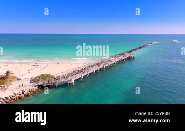 Pier Miami Beach. Aerial drone video, Miami, Florida, United States. 4k ...