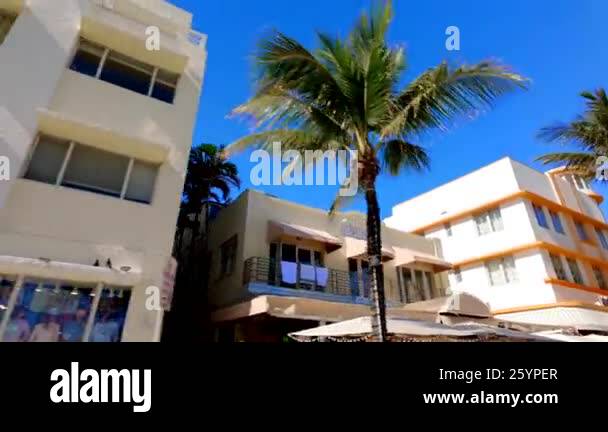 Miami Beach, FL, USA - January 4, 2025: Visit iconic hotels in Miami Beach, 4k motion stock ...