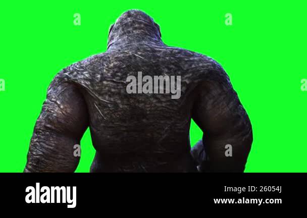 Big ugly scary troll, goblin walk . Horror mystic concept. Realistic green screen 4k animation ...
