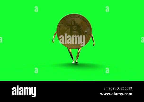 Bitcoin character. Walk animation. Realistic 4k green screen animation ...