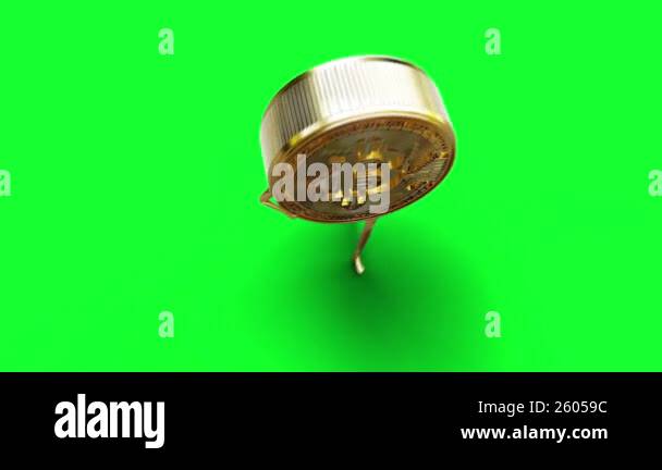 Bitcoin character. Run animation. Realistic 4k green screen animation ...