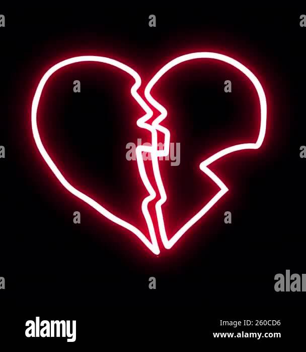 Neon sticker broken heart. Alpha channel transparency Stock Video ...