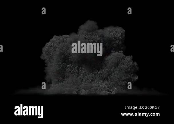 Front view of Huge Explosion like War Artillery with dense Smoke and ...