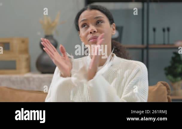 Portrait of Excited African Woman Clapping while at Home Stock Video ...