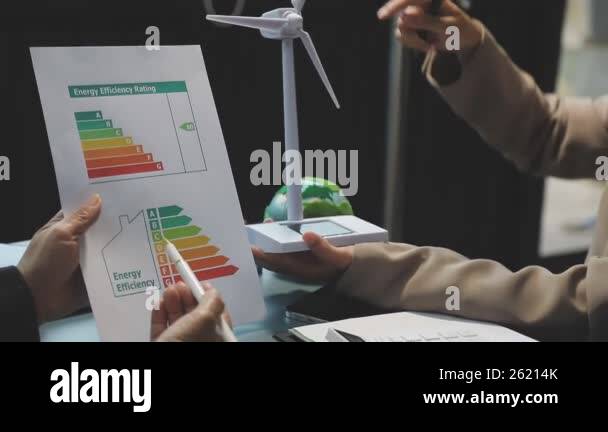 woman holding energy efficiency rating on her finger Stock Video ...