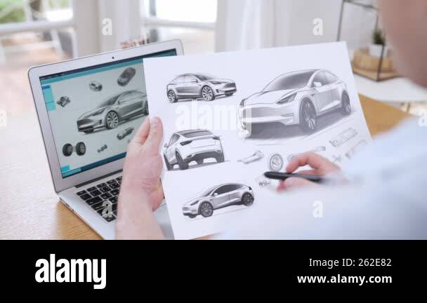 Car design engineer analyze car prototype for automobile business at ...