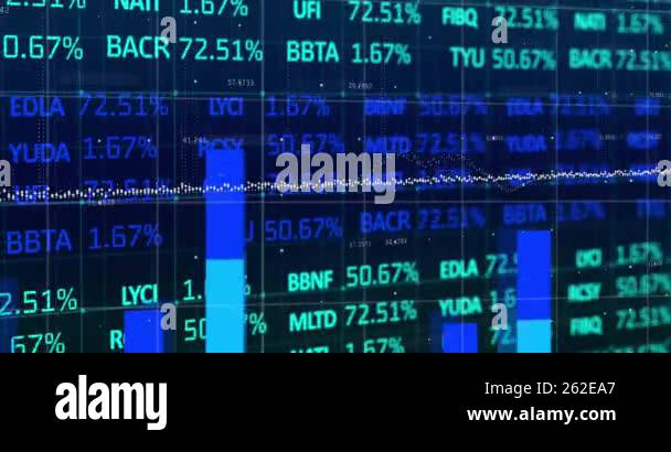 A complex stock market data display, with no copy space. It showcases ...