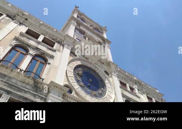 Venice, Italy 1 January 2025: Camera pans upwards, showing the ...