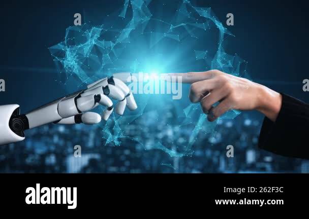 Futuristic robot artificial intelligence enlightening AI technology ...